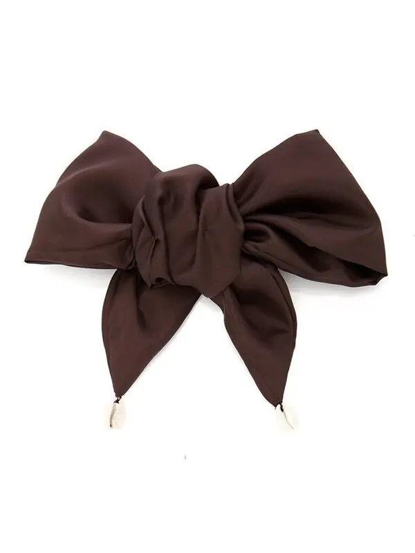 WALD BERLIN Pearl And Shell-embellished Satin Hair Bow