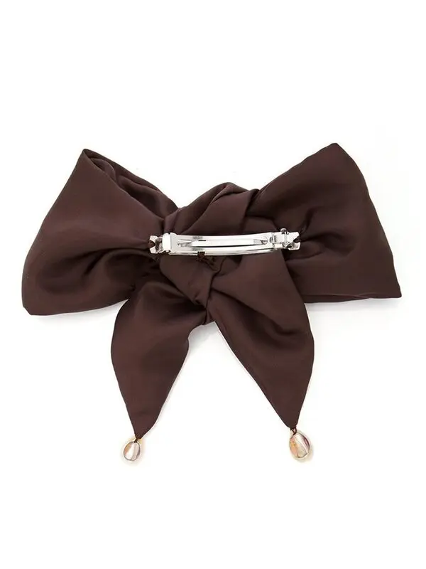 WALD BERLIN Pearl And Shell-embellished Satin Hair Bow