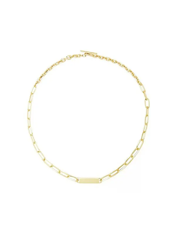 Lizzie Mandler Nameplate Graduated Knife Edge Oval Link Chain Necklace