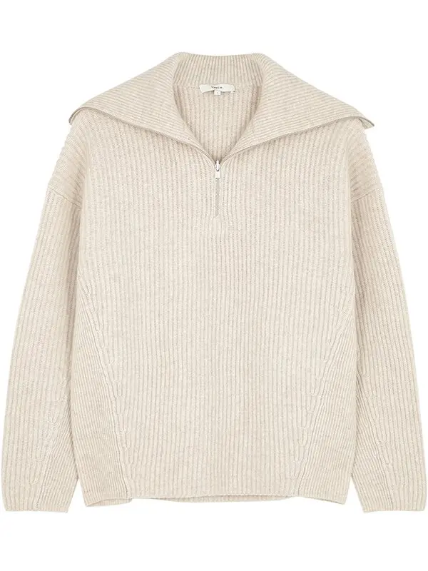 Vince Stone Half-zip Wool-blend Jumper