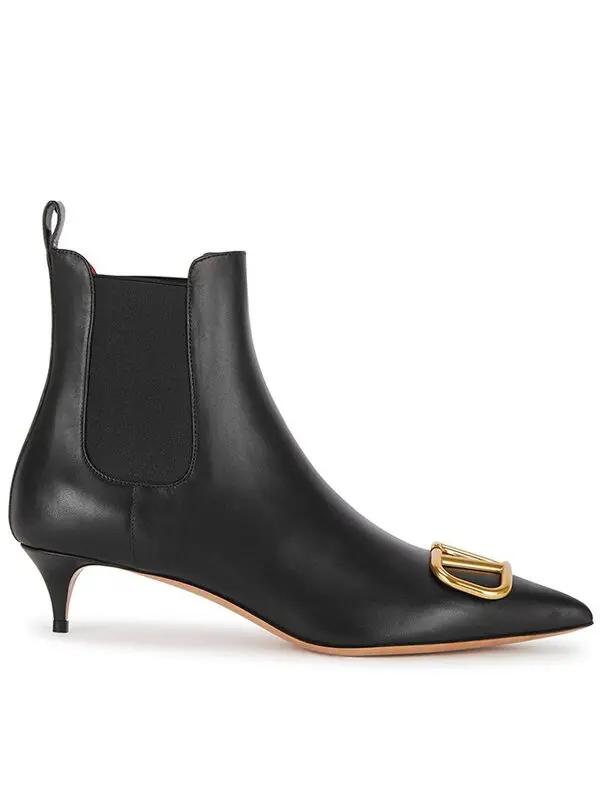 Valentino Garavani Vlogo 40 Black Leather Ankle Boots