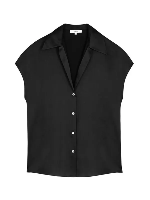Vince Black Silk-satin Blouse