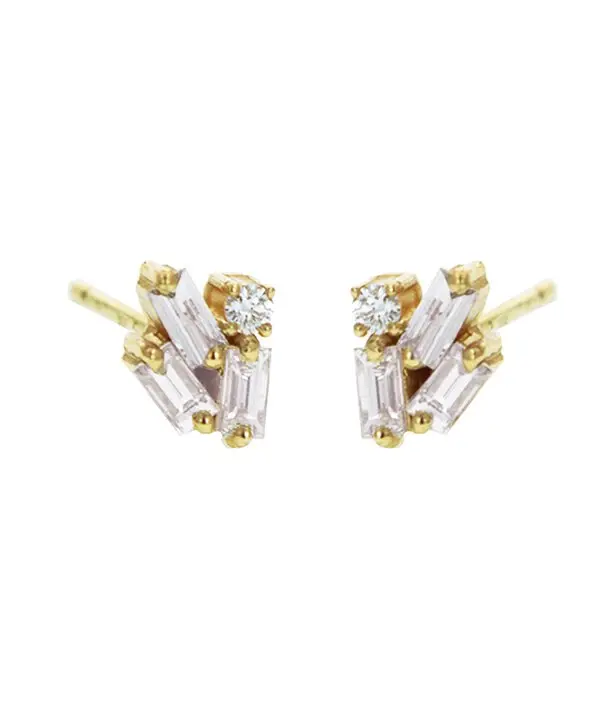SUZANNE KALAN 0.33 Diamond Cluster Firework Stud Yellow Gold Earrings