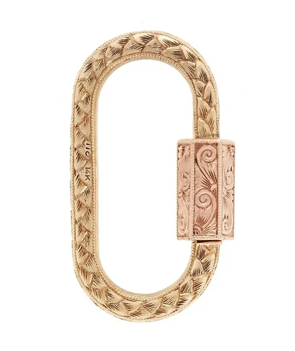 MARLA AARON Hand Engraved Lock Yellow And Rose Gold Charm