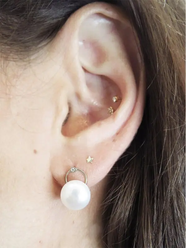 KATAOKA Pearl And Diamond Stud Earrings