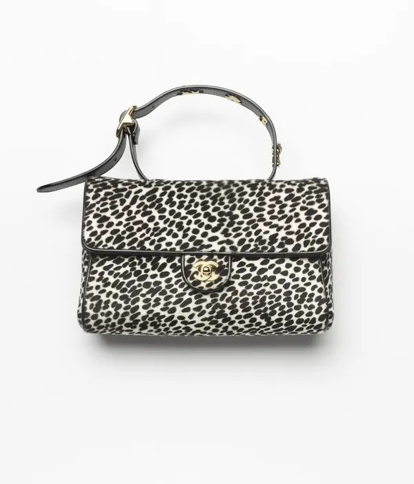 Chanel Flap Bag With Top Handle - White & Black