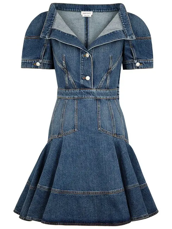Alexander McQueen Blue Denim Mini Dress