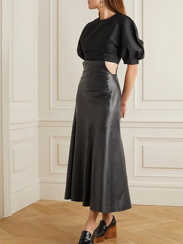 Gabriela Hearst Monod Dress With Leather Skirt