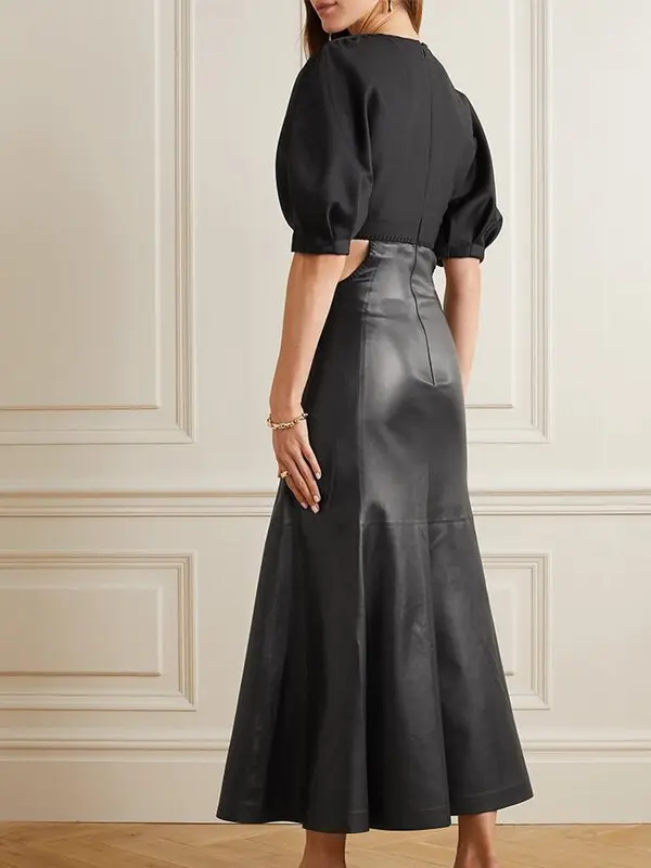 Gabriela Hearst Monod Dress With Leather Skirt