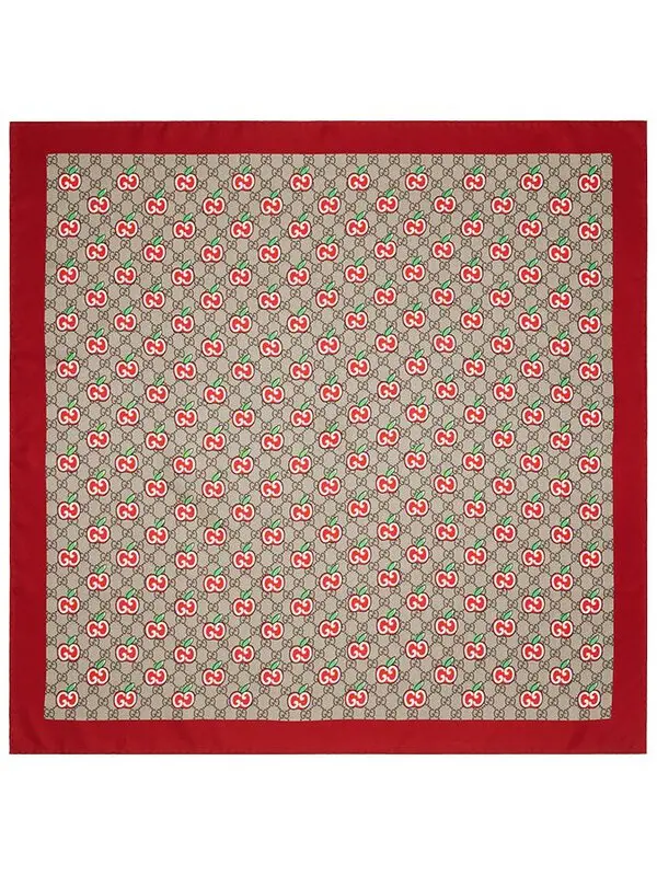 Gucci Silk Scarf With Gg Apple Print