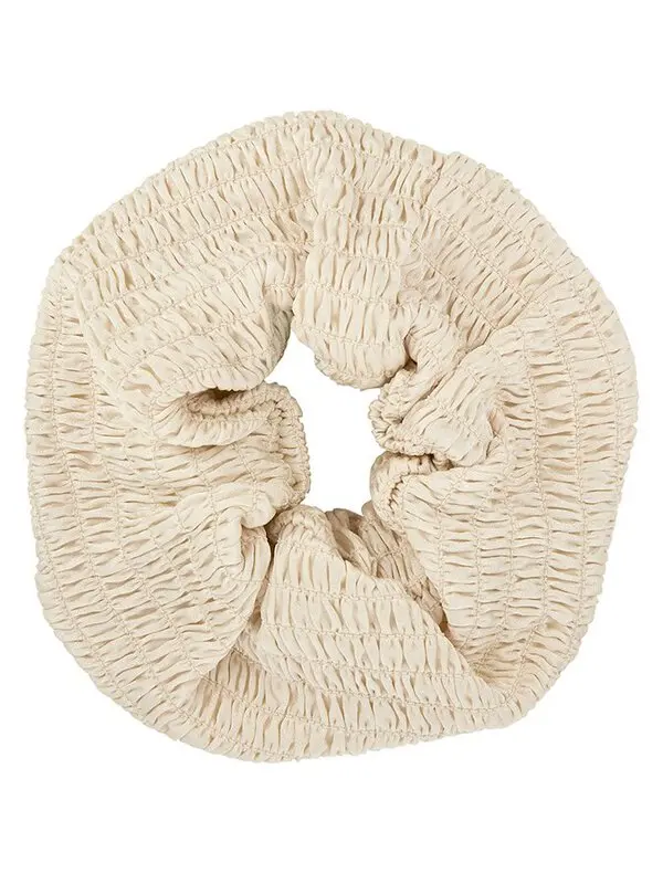 OPÉRASPORT Lollie Ivory Smocked Satin Scrunchie