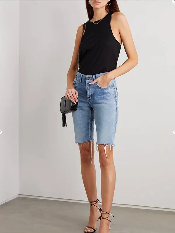 Saint Laurent Distressed Denim Shorts