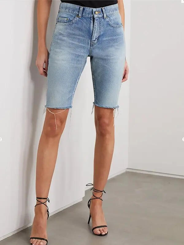 Saint Laurent Distressed Denim Shorts