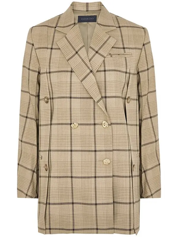 EUDON CHOI Beatrice Checked Stretch-wool Blazer