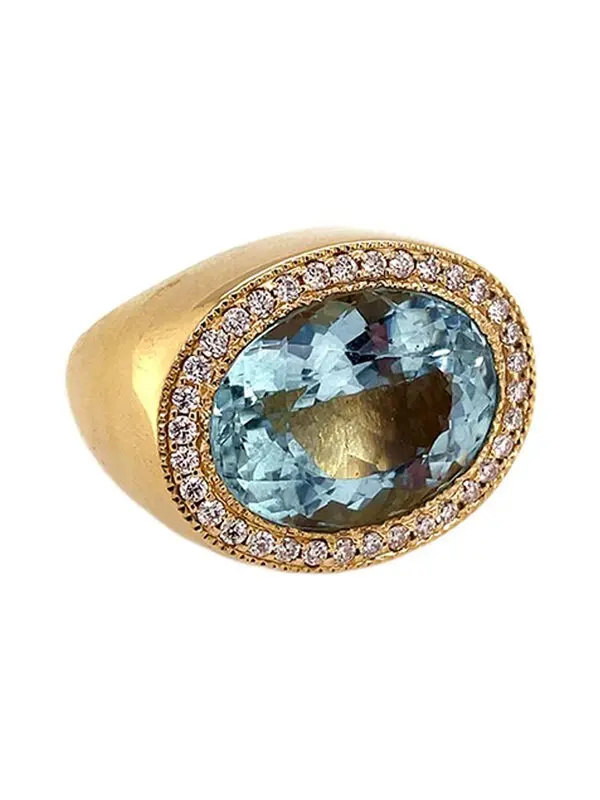 Jacquie Aiche Faceted Aquamarine And Diamond Yellow Gold Ring