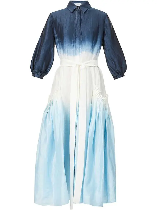 Gabriela Hearst Cervantes Recycled-linen And Recycled-silk Blend Maxi Dress