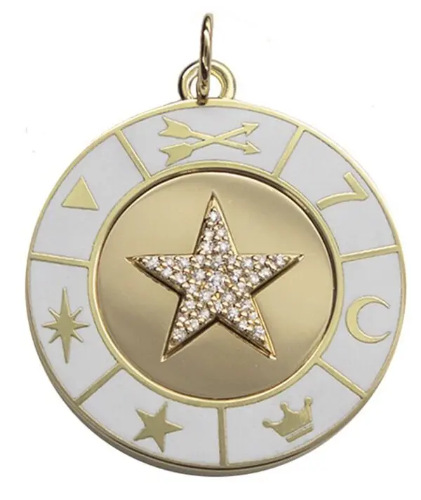 FOUNDRAE Star Symbol Wheel White Champlevé Enamel Medallion