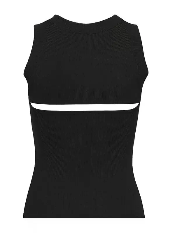 Brandon Maxwell Cutout Ribbed Jersey Tank Top