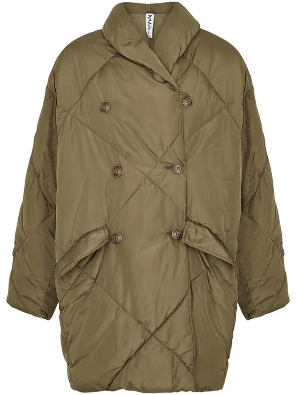 Free People Ella Army Green Quilted Shell Coat