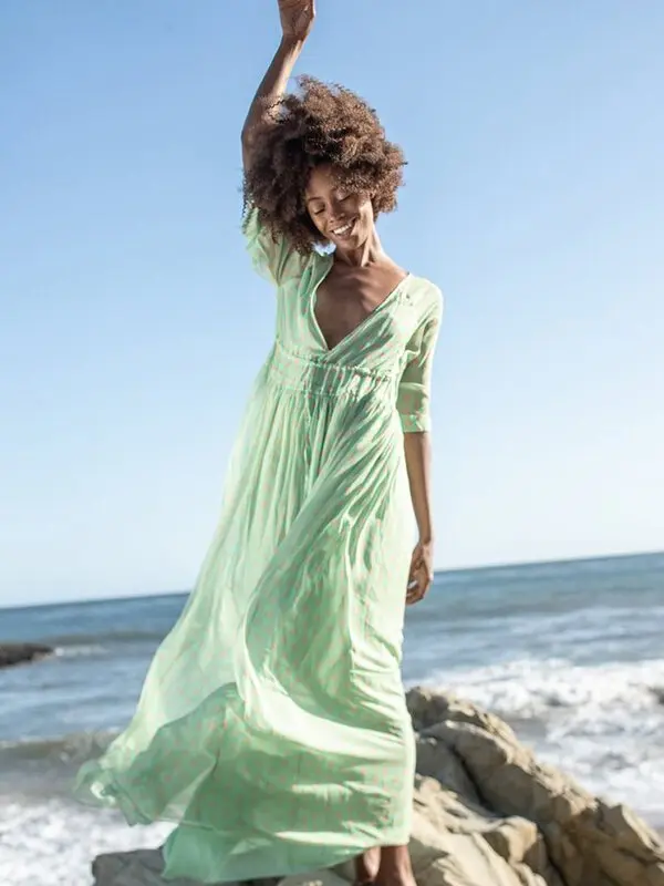Eywasouls Malibu Liliane Printed Double-layer Chiffon Dress