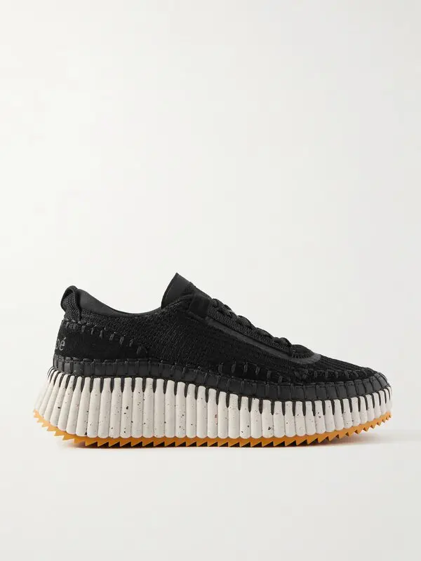 Chloé Nama Embroidered Sneakers - Black