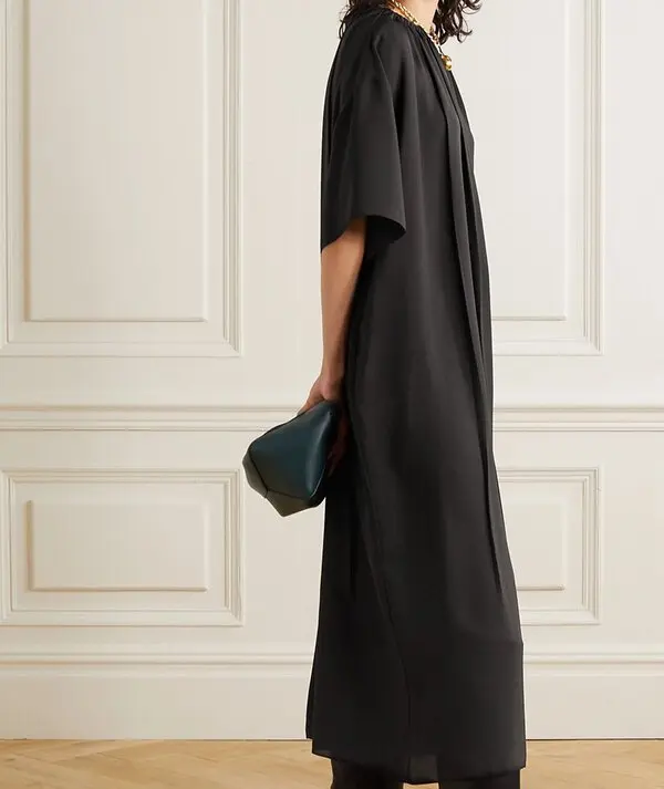 THE ROW Tobias Gathered Twill Midi Dress