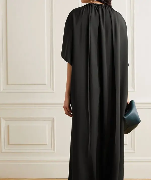 THE ROW Tobias Gathered Twill Midi Dress