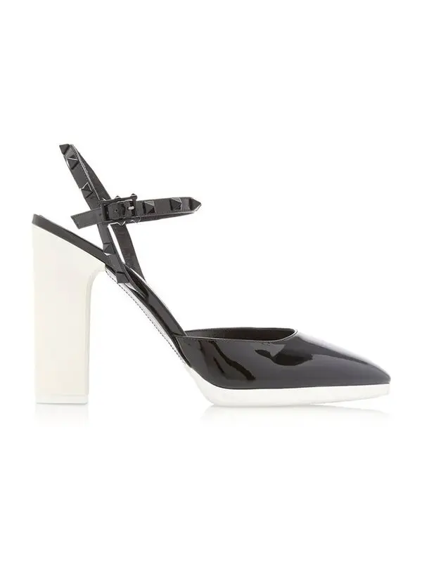 Valentino Garavani White Wave Rockstud Patent Leather Pumps