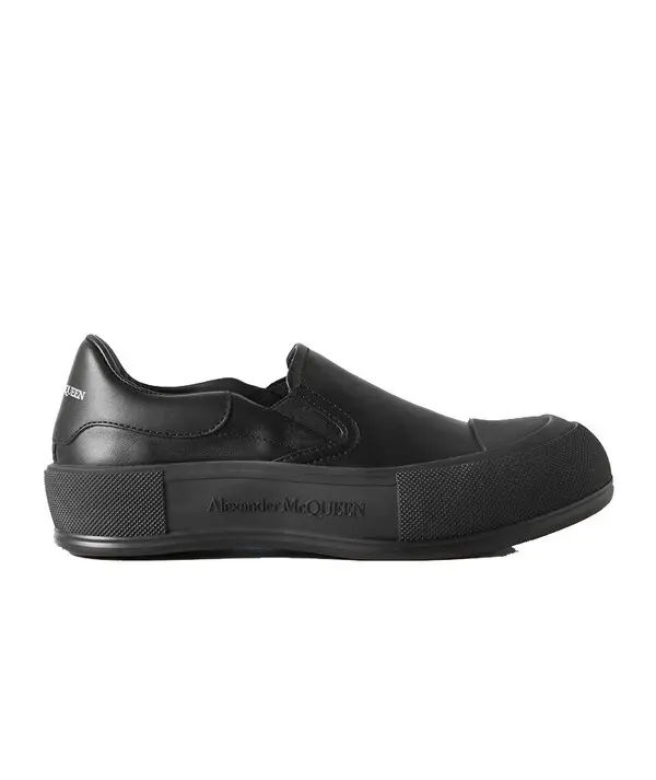 Alexander McQueen Leather Slip-on Exaggerated-sole Sneakers
