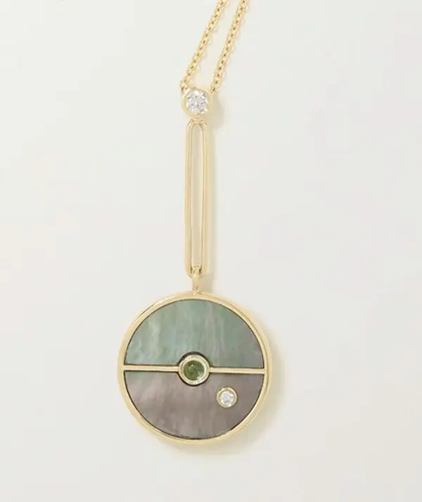 Retrouvai Compass 14-karat Gold Multi-stone Necklace
