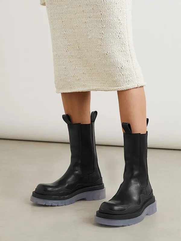 Bottega Veneta Rubber-trimmed Leather Chelsea Boots