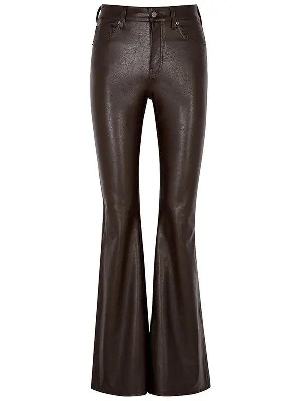Veronica Beard Beverly Dark Brown Faux Leather Trousers