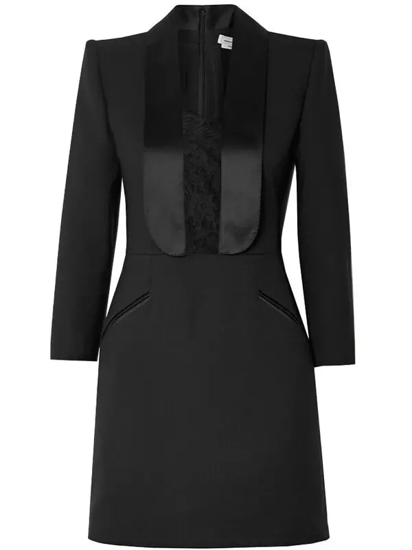 Alexander McQueen Satin And Lace-trimmed Wool-blend Cady Mini Dress