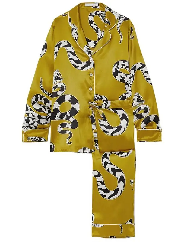 Olivia Von Halle Lila Printed Silk-satin Pajama Set