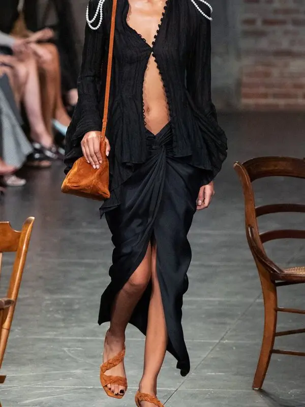 Khaite Louie Satin Sarong Skirt