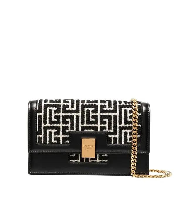 Balmain 1945 Leather-trimmed Jacquard Shoulder Bag