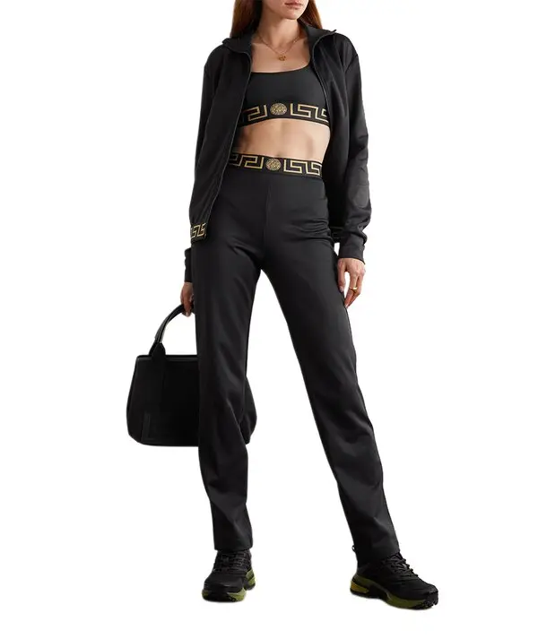 Versace Jacquard-trimmed Stretch Sports Bra