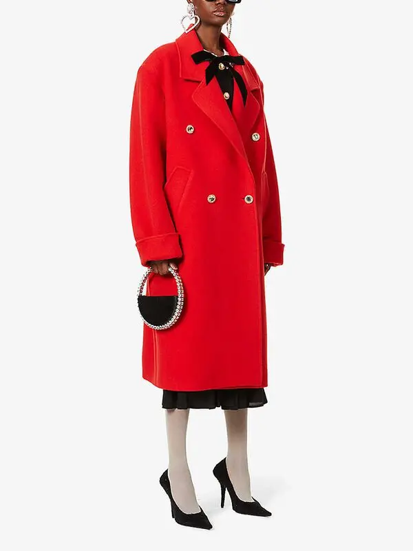 Alessandra Rich Double-breasted Oversized Wool And Cashmere-blend Coat