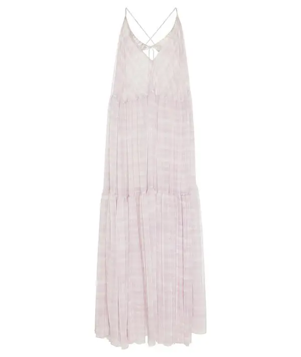 Jacquemus La Robe Mistral Checked Chiffon Maxi Dress