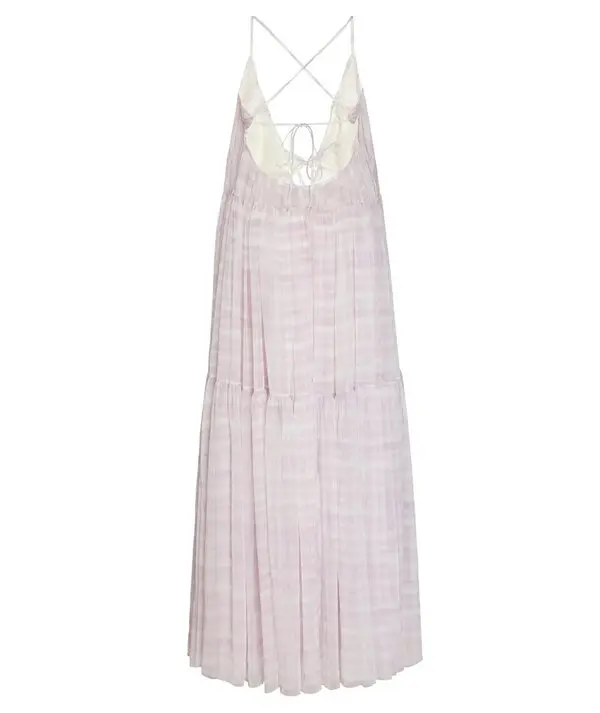Jacquemus La Robe Mistral Checked Chiffon Maxi Dress