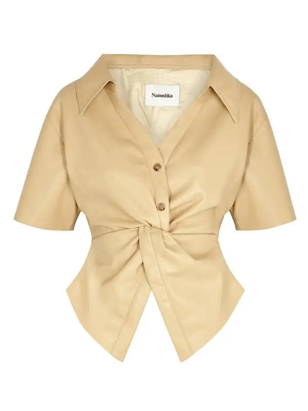 Nanushka Thora Stone Twist-effect Faux Leather Shirt