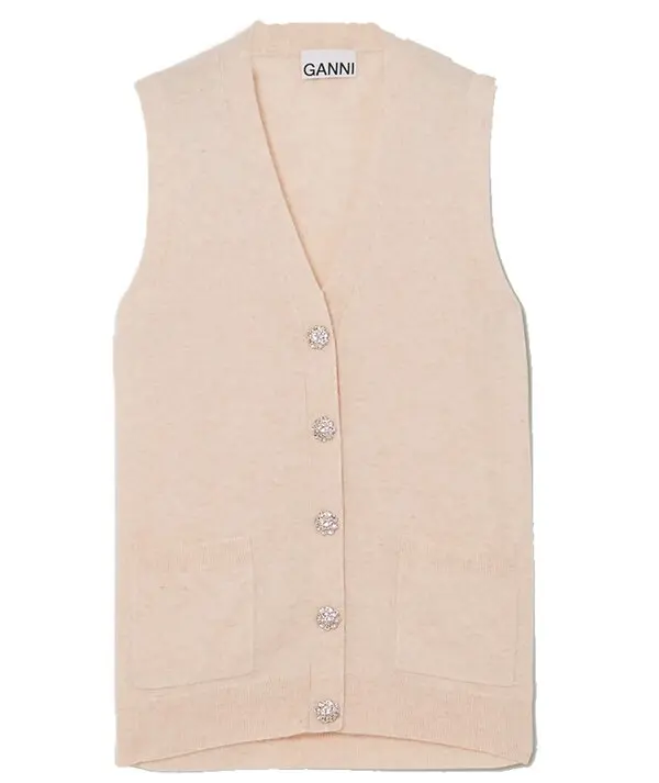 GANNI Crystal-embellished Cashmere Vest