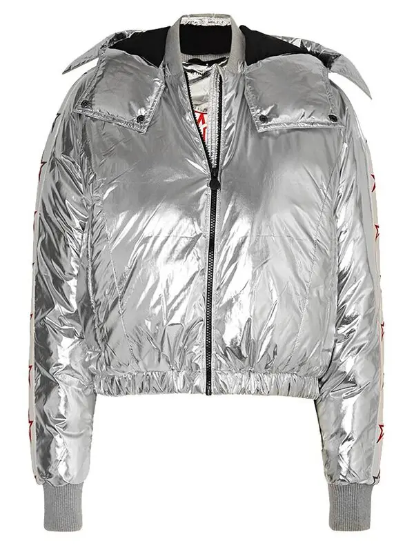 Perfect Moment Star Hooded Cropped Quilted Metallic Ski Jacket
