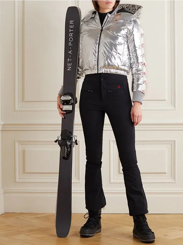 Perfect Moment Star Hooded Cropped Quilted Metallic Ski Jacket
