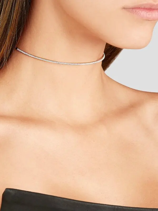 DIANE KORDAS Bar 18-karat Rose Gold Diamond Choker