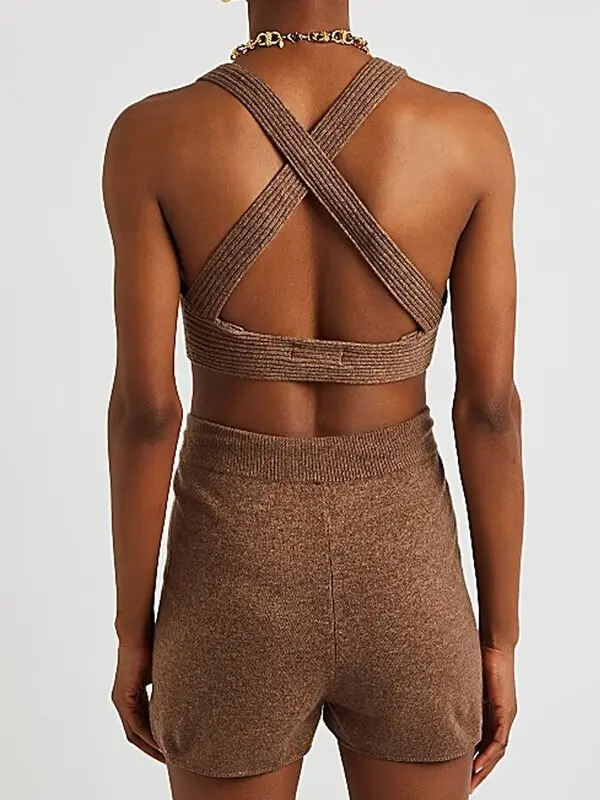 LOULOU STUDIO Tromelin Brown Ribbed Cashmere Bra Top