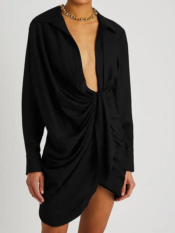 Jacquemus La Robe Bahia Black Twill Mini Dress