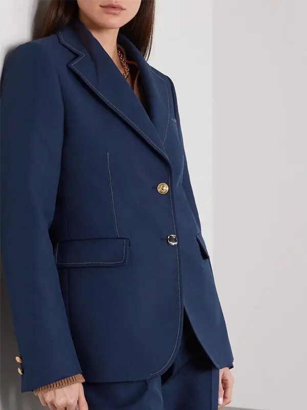 WALES BONNER Blues Topstitched Twill Blazer