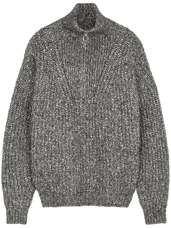 Isabel Marant Myclan Grey Half-zip Cotton-blend Jumper