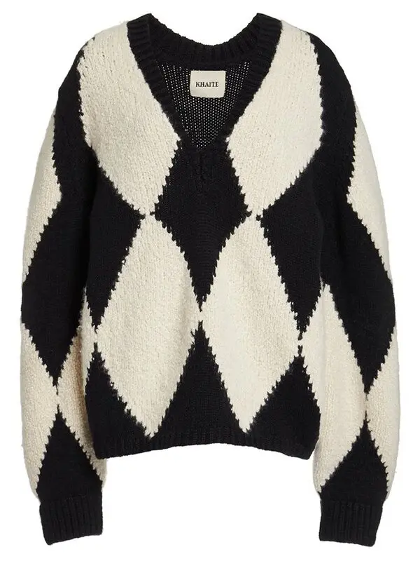 Khaite Valerie Jacquard Cashmere-wool Sweater